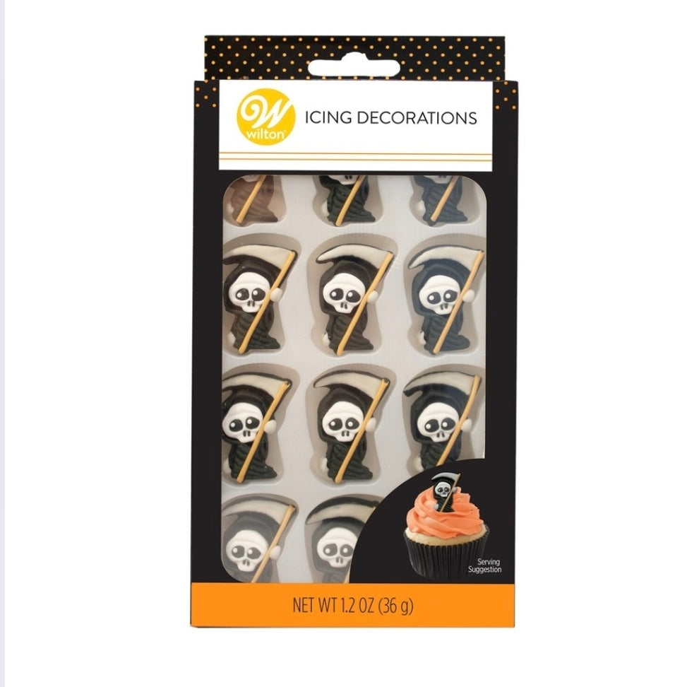 Wilton Grim Reaper Sugar Decorations – 1.5" Edible Halloween Toppers ...