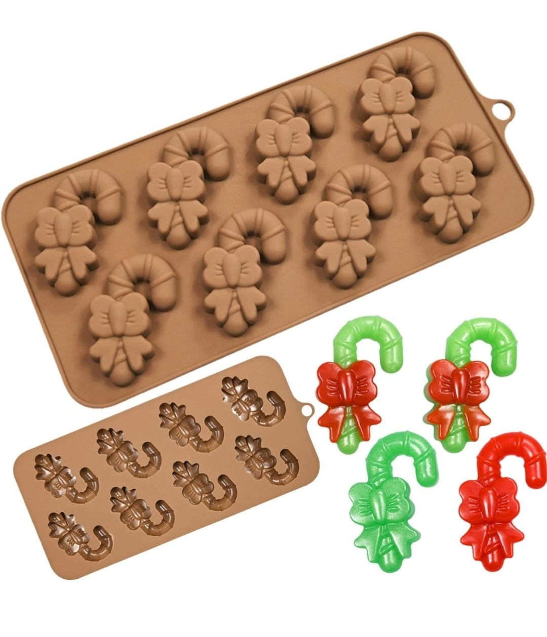 Candy Cane Silicone Mold with Bow Christmas Chocolate & Candy Mold ...